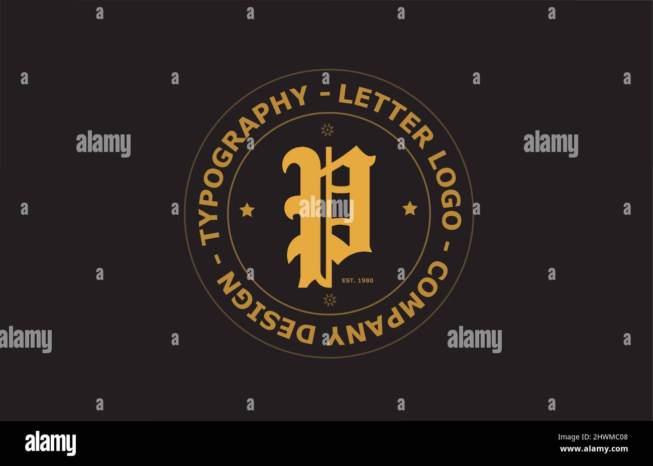 brown yellow P vintage alphabet letter logo icon design. Creative ...