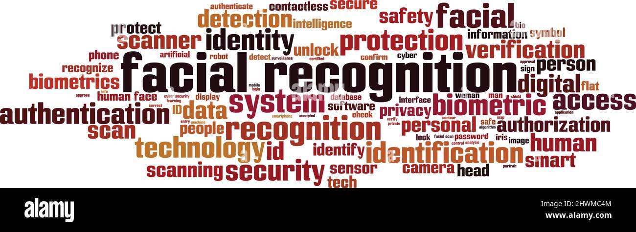 facial recognition word cloud concept. Collage made of words about lab ...