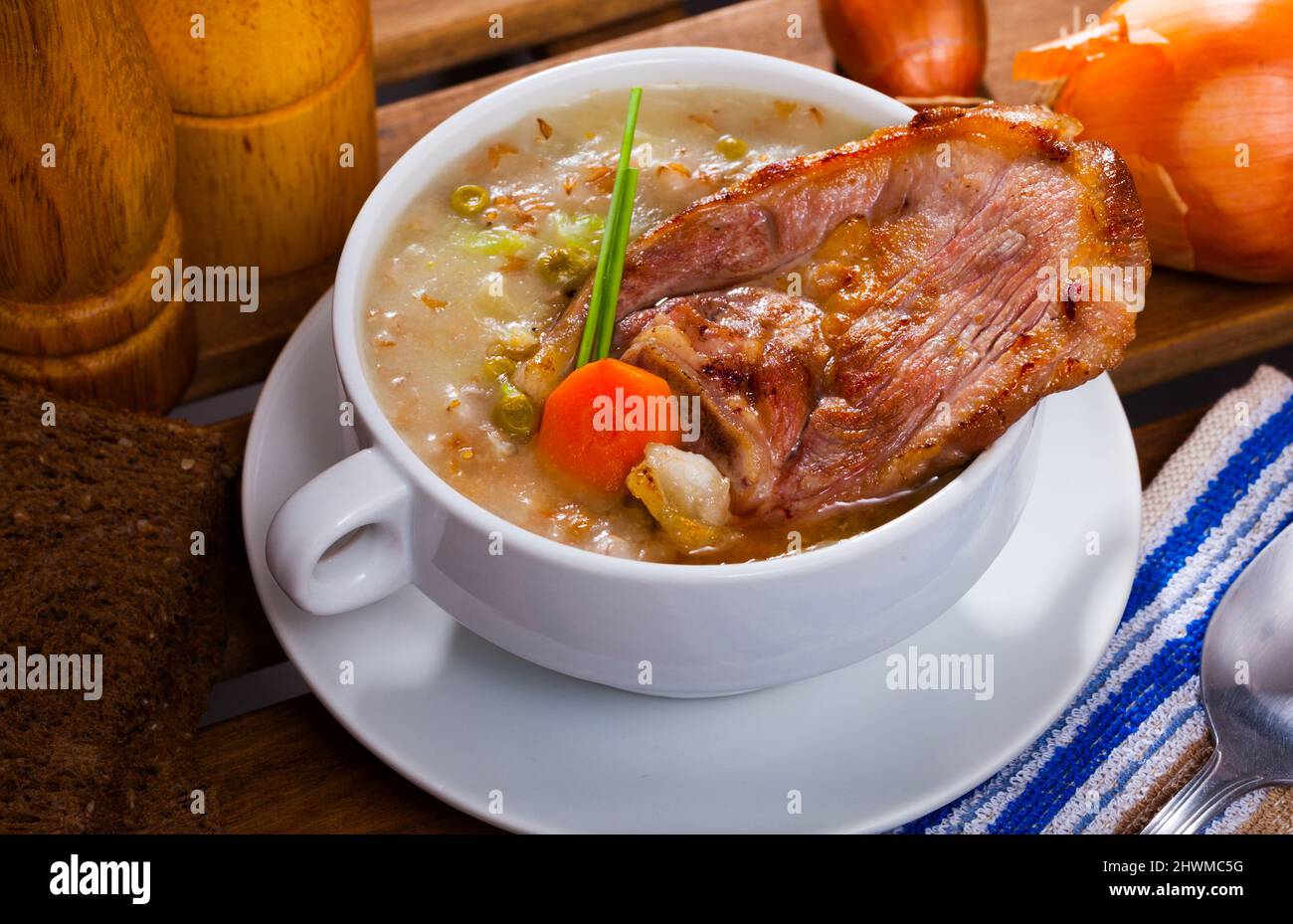 Scotch broth - thick mutton soup Stock Photo - Alamy