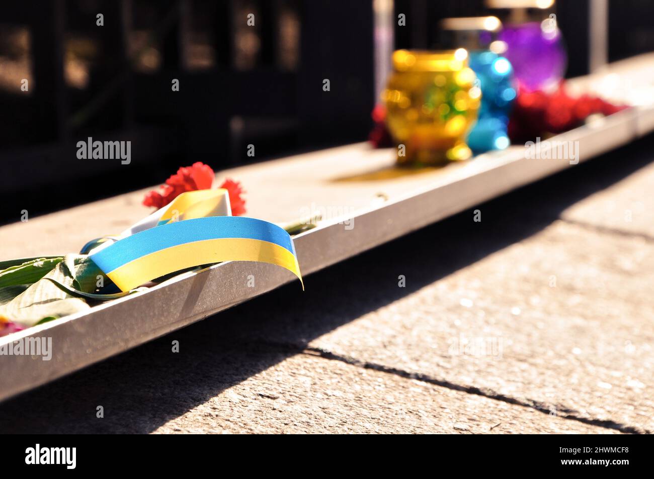 Memorial desk for ukrainian soldiers In the park. High quality photo ...