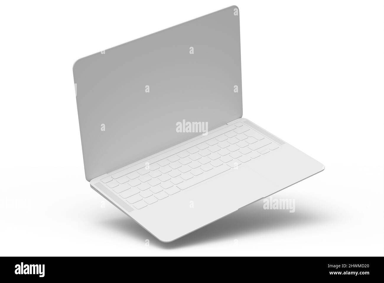 Realistic aluminum laptop with empty screen display isolated on white ...
