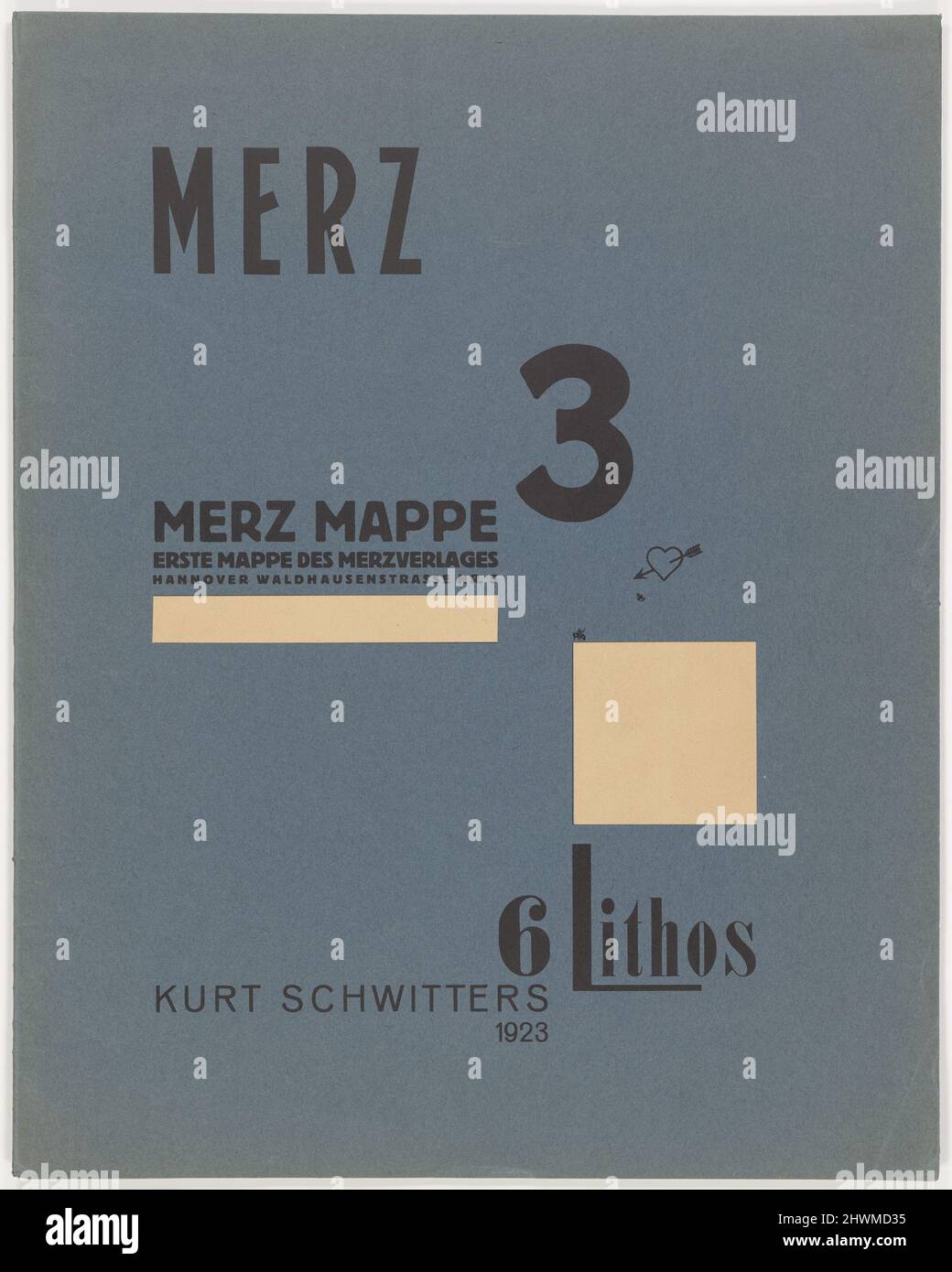 Cover for the portfolio Merz 3. Kurt Schwitters 6 Lithos. Merz Mappe ...