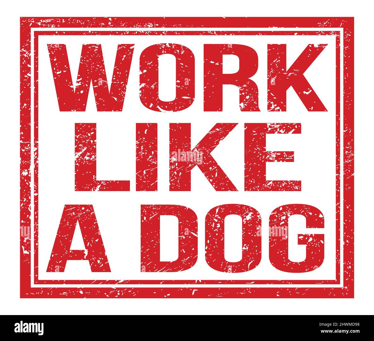 WORK LIKE A DOG, written on red grungy stamp sign Stock Photo - Alamy