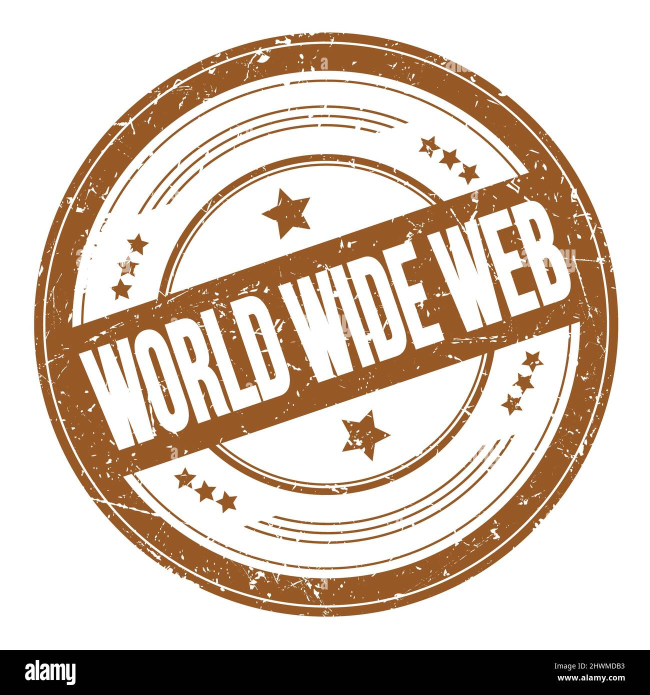 WORLD WIDE WEB text on brown round grungy texture stamp Stock Photo - Alamy