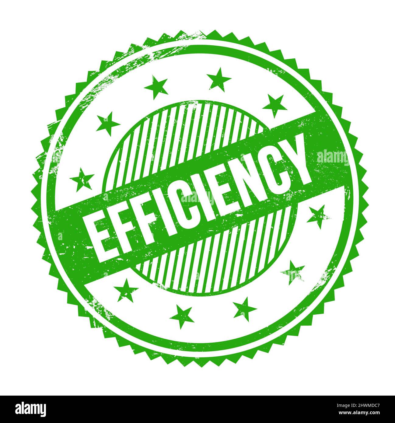 EFFICIENCY text written on green grungy zig zag borders round stamp ...