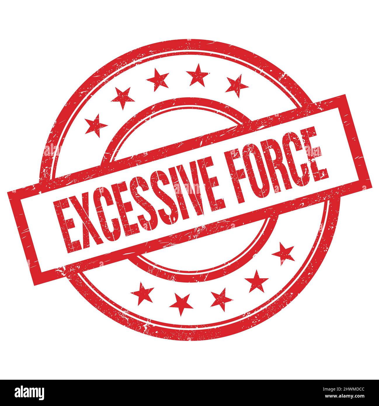 EXCESSIVE FORCE text written on red round vintage rubber stamp Stock ...
