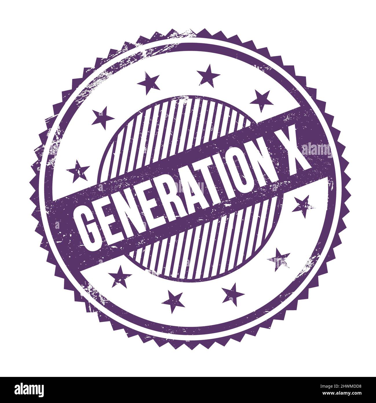 GENERATION X text written on purple indigo grungy zig zag borders round ...