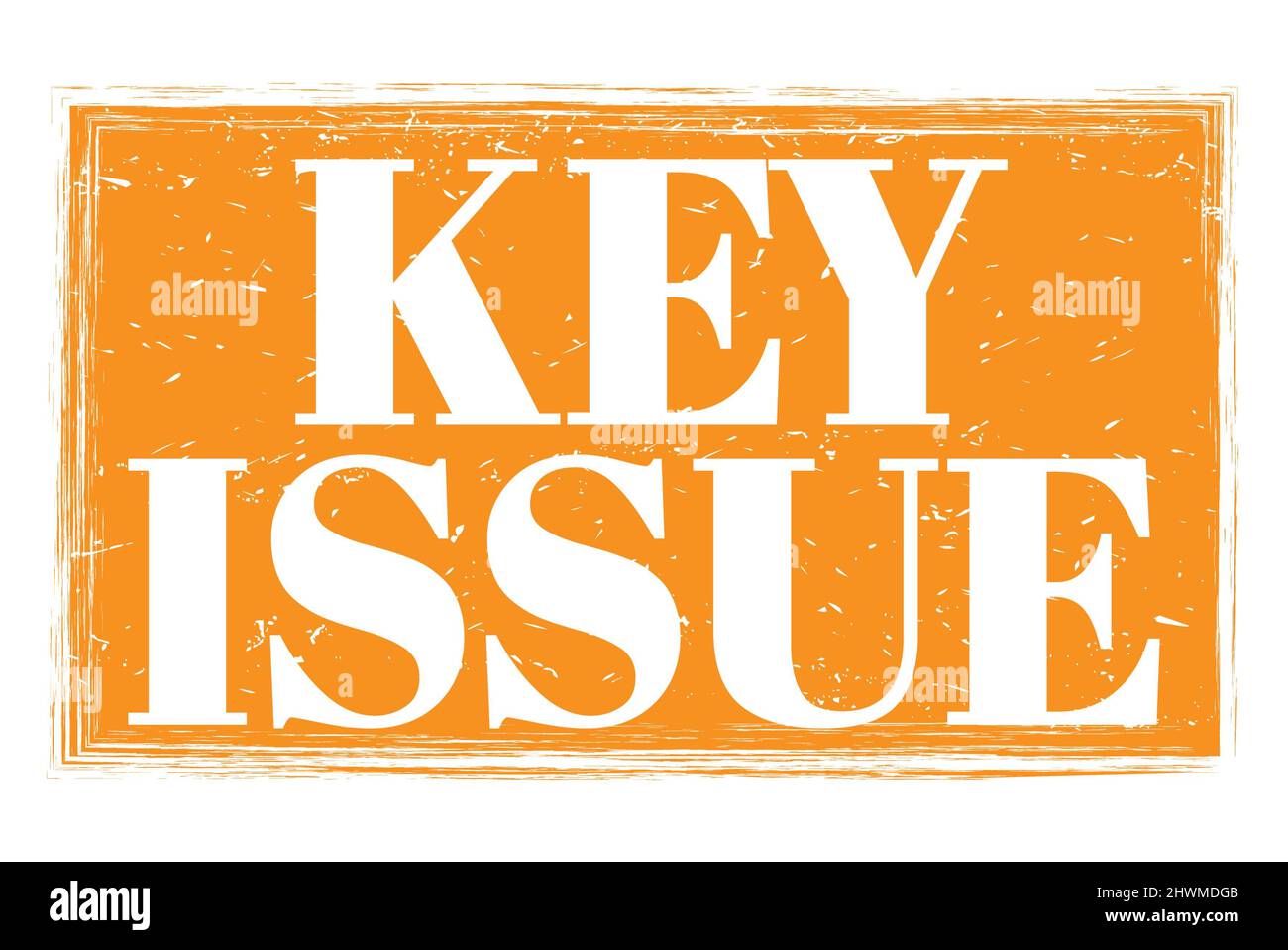 KEY ISSUE, words written on orange grungy stamp sign Stock Photo - Alamy
