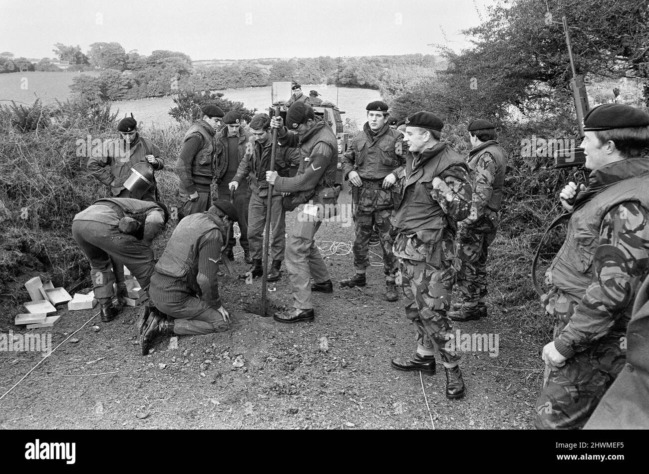 British army soldiers blow up an un approved road on the Northern ...