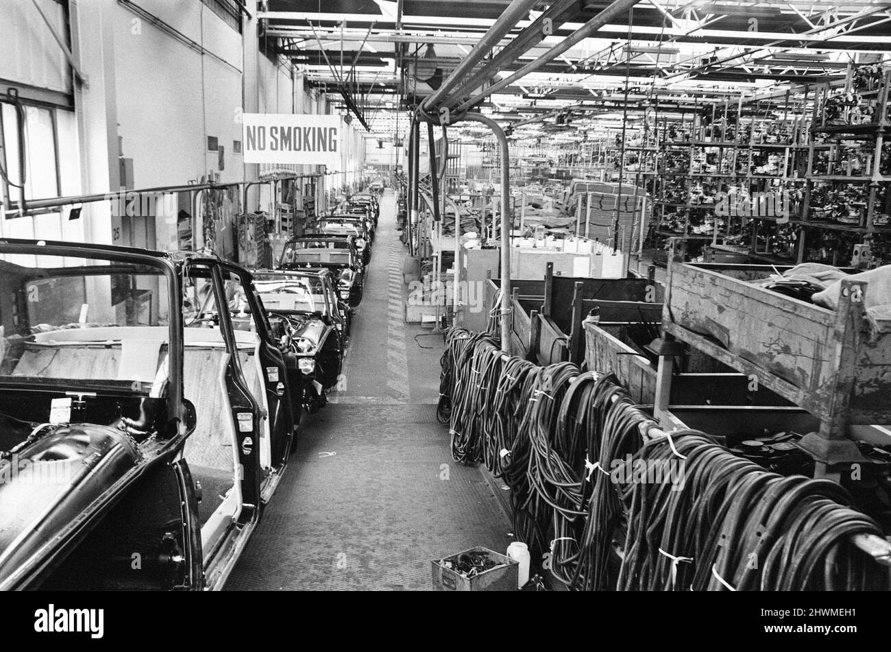 Strike action at Rover, assembly line deserted, in support of the first ...
