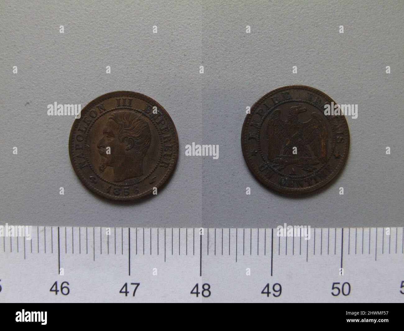 1 Centime of Napoleon III from Paris. Ruler: Napoleon III, French, 1808 ...