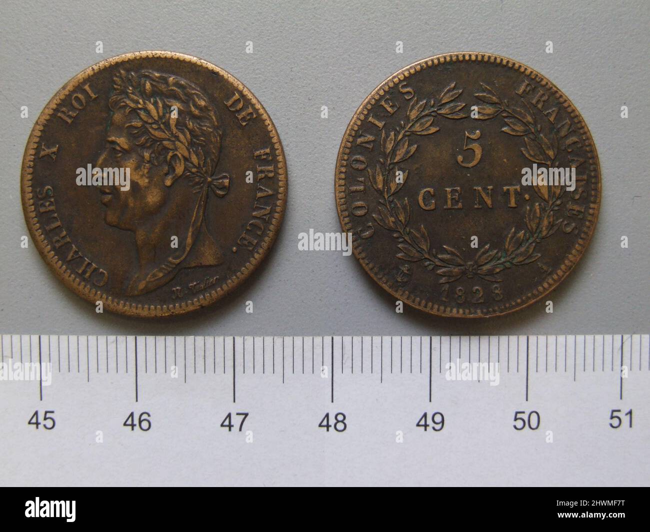 5 Centimes of Charles X, King of France from Paris. Ruler: Charles X ...