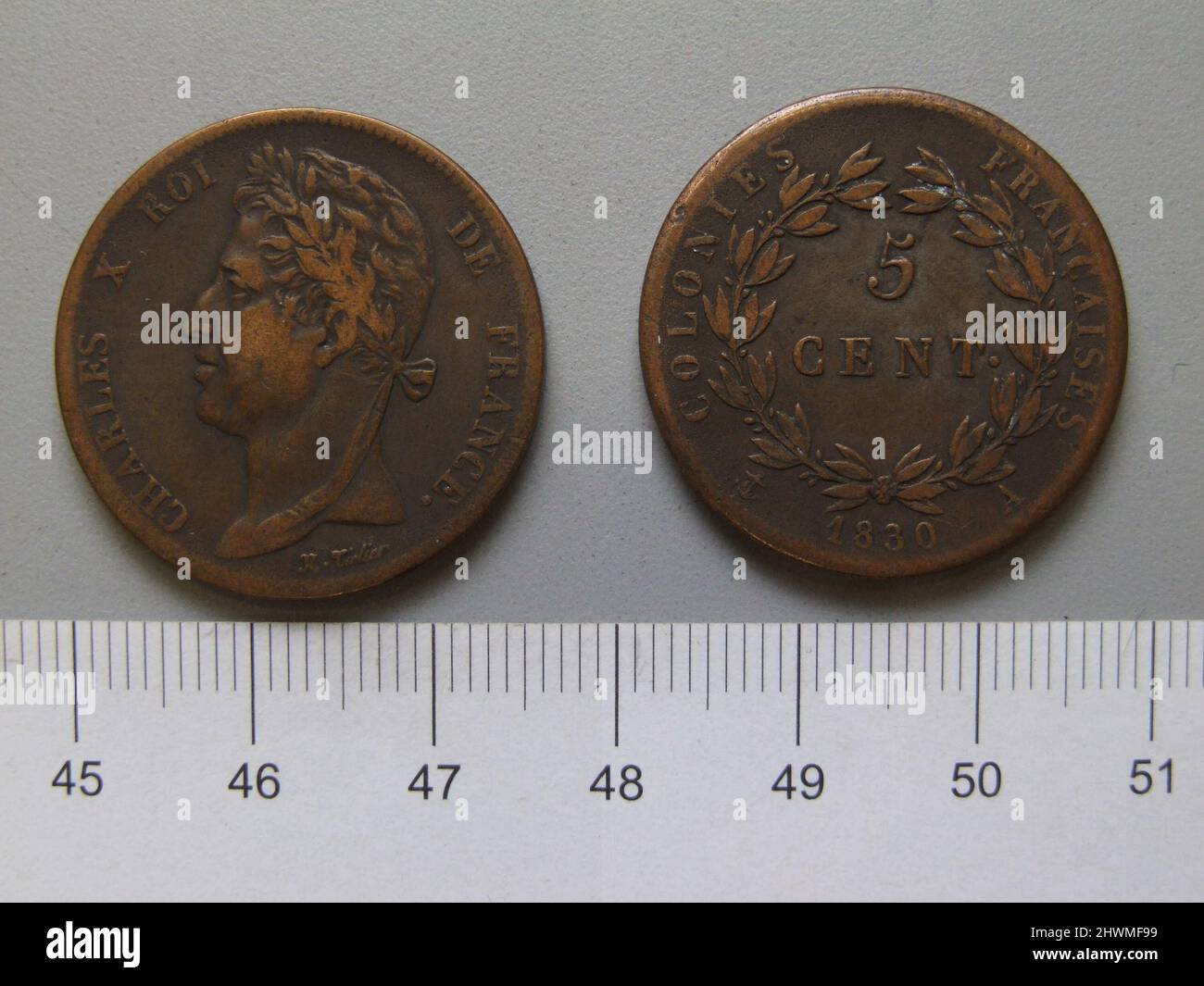 5 Centimes of Charles X, King of France from Paris. Ruler: Charles X ...