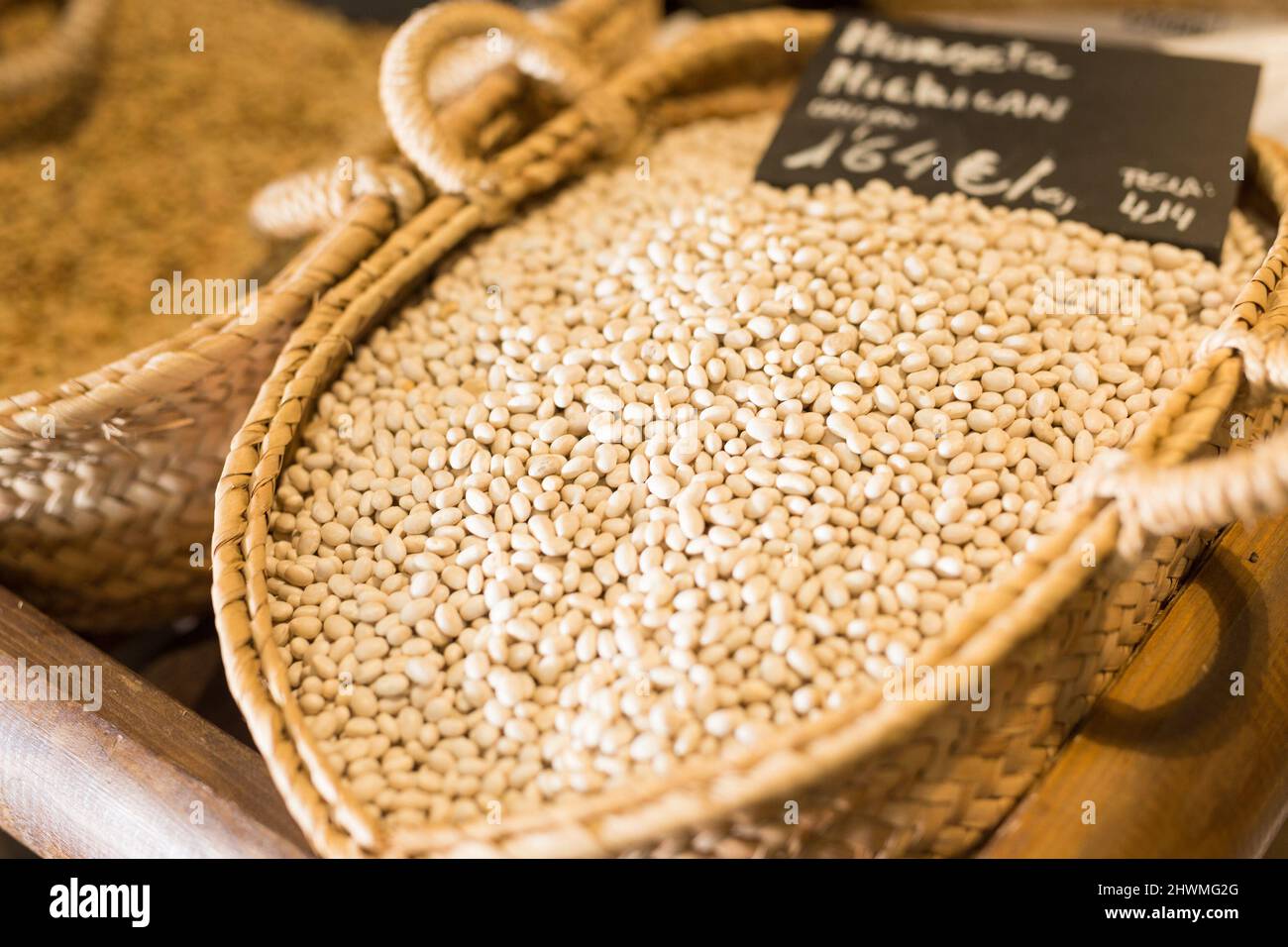 iew of grocery department in supermarket with vegetables and nuts Stock ...