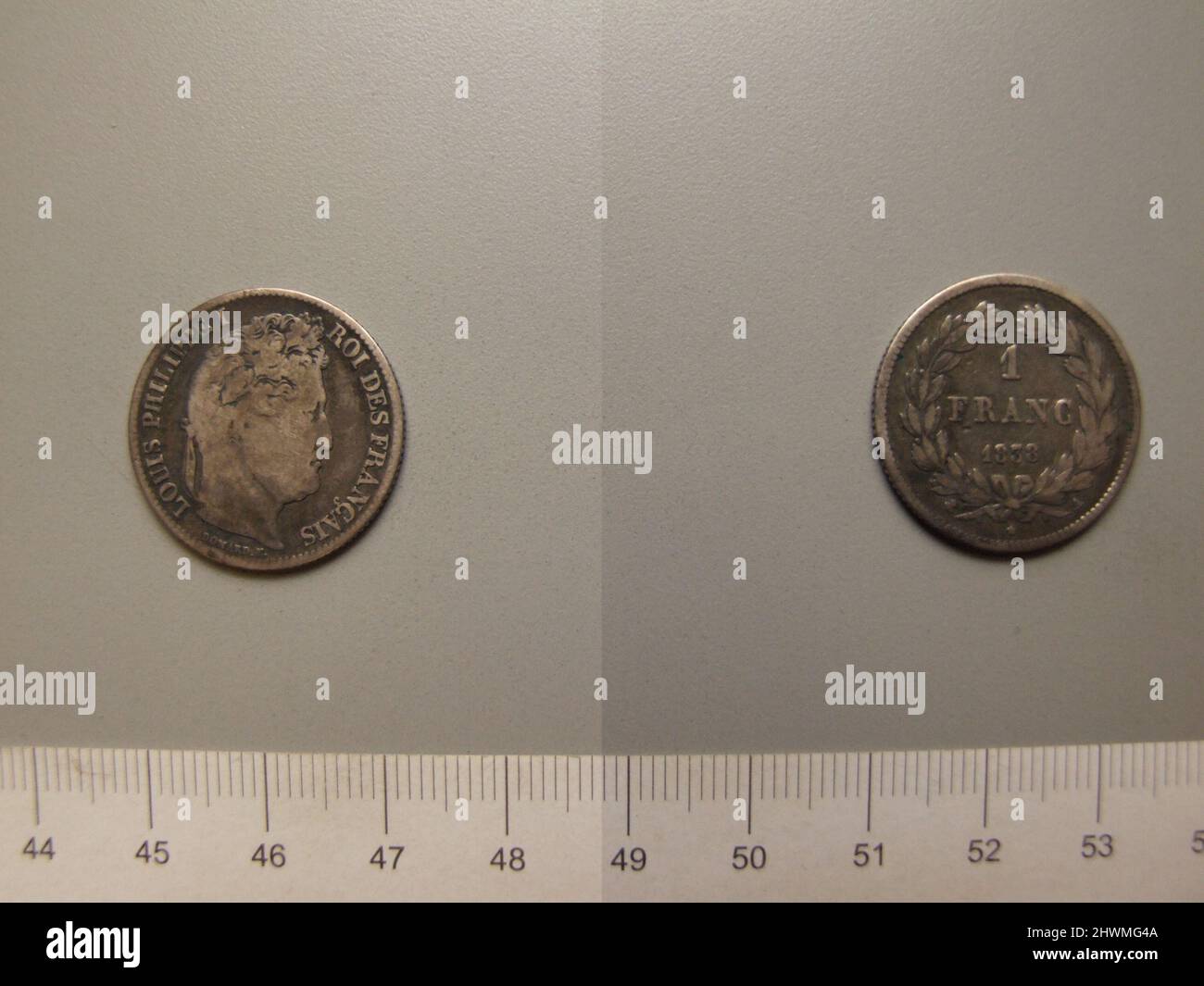 1 Franc of Louis Philippe I, King of the French from Paris. Ruler ...