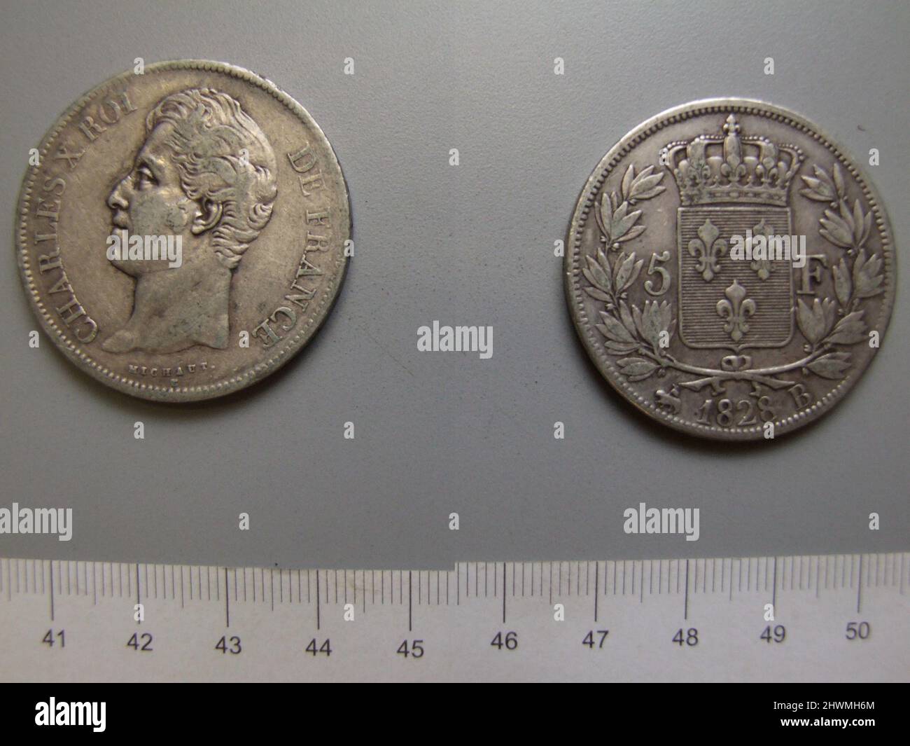 5 Francs of Charles X, King of France from Rouen. Ruler: Charles X ...