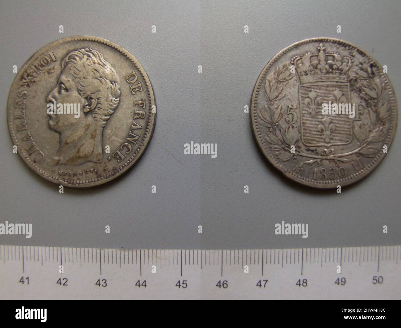 5 Francs of Charles X, King of France from La Rochelle. Ruler: Charles ...