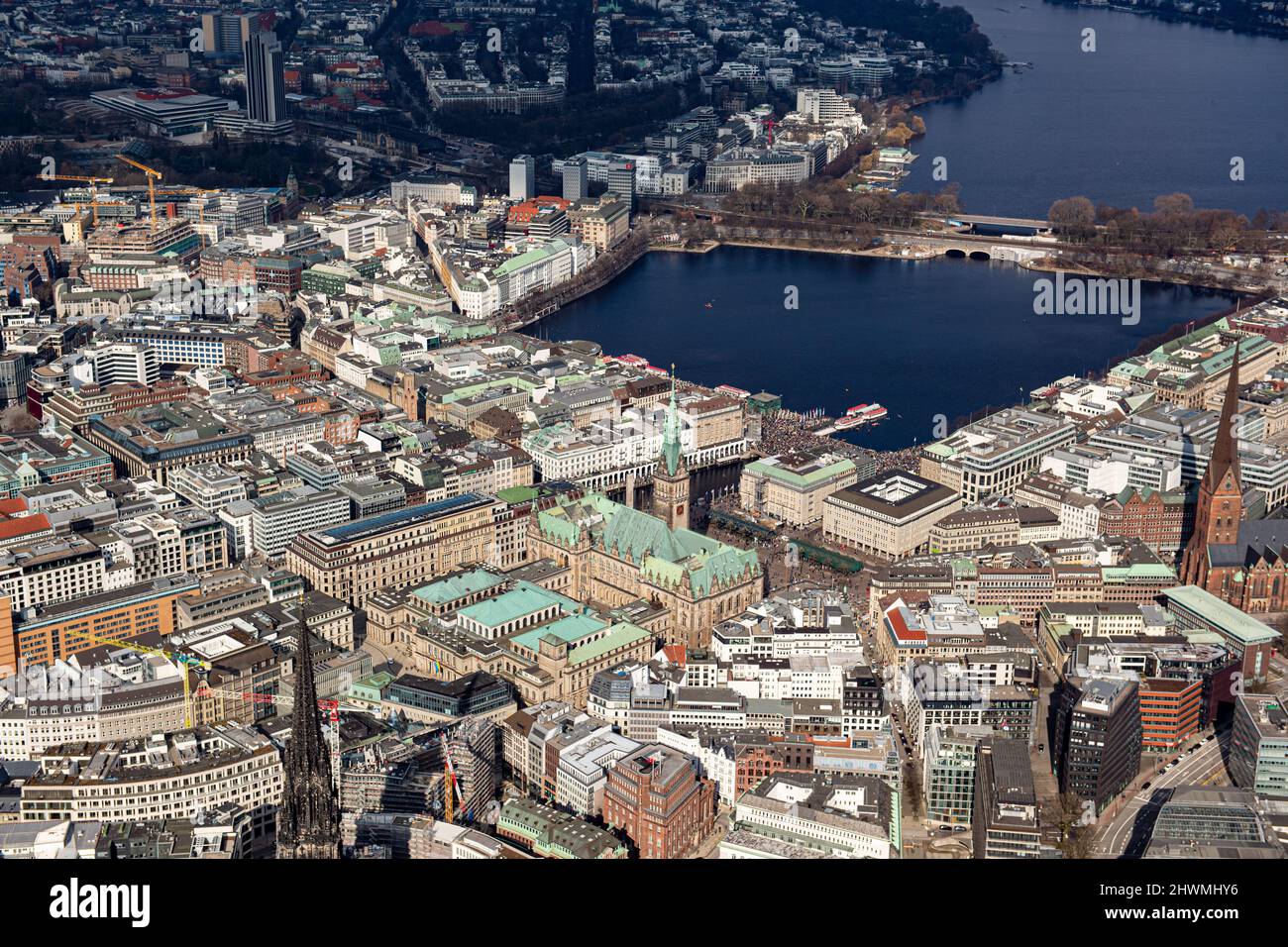 Aerial view shows city hall hi-res stock photography and images - Alamy