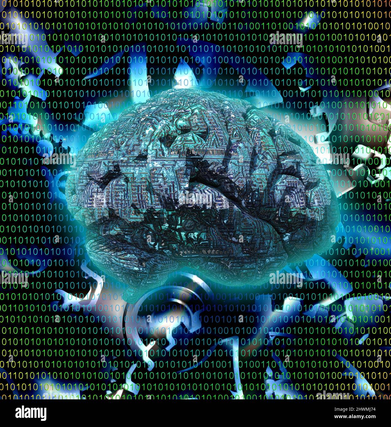 Electronic Brain Concept. 3D rendering Stock Photo - Alamy