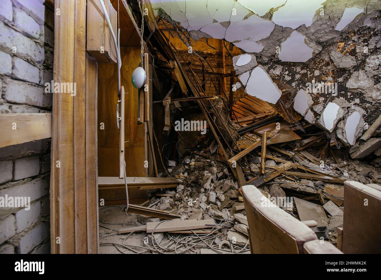 Ruined building. Consequences of disaster, war or demolition Stock ...