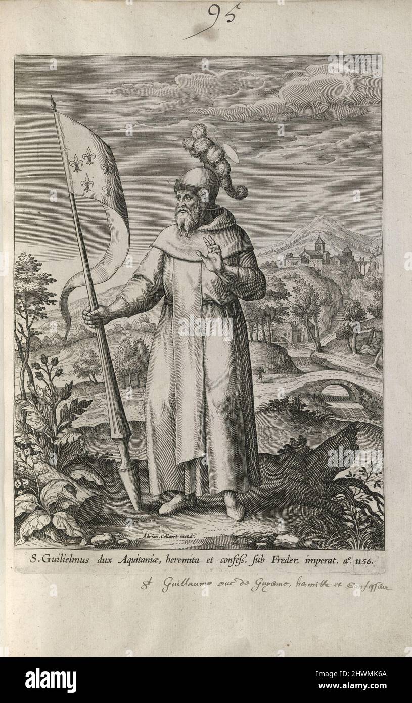 Saint William of Aquitane. Artist: Unknown Publisher: Adriaen Collaert ...