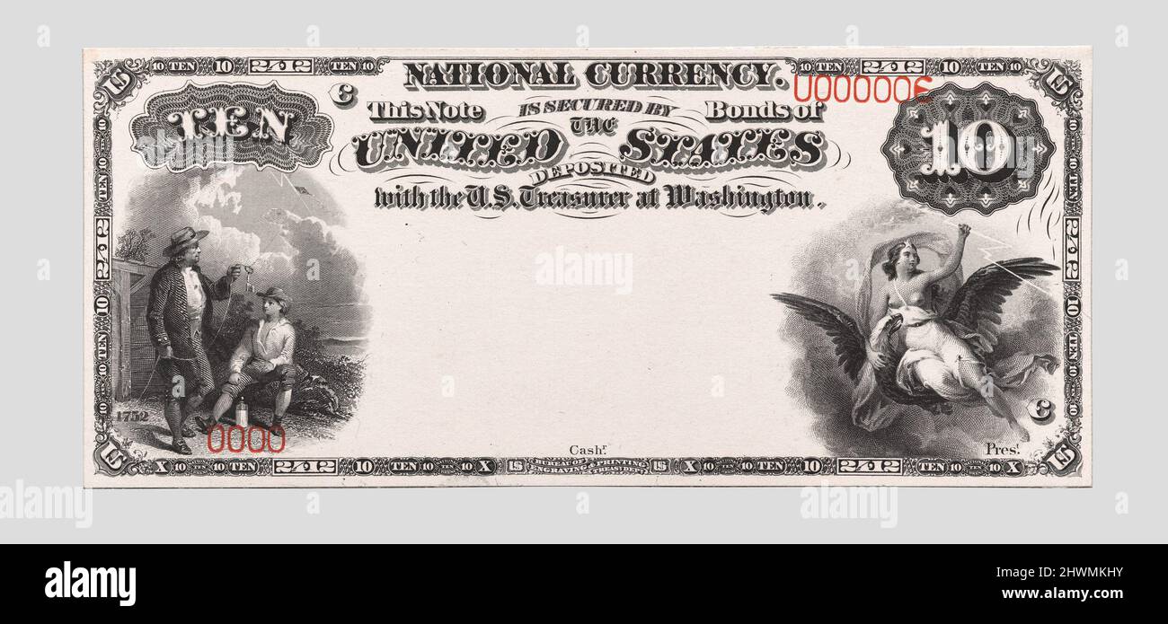 $10 National Currency Bank Note Proof. Manufacturer: American Bank Note ...