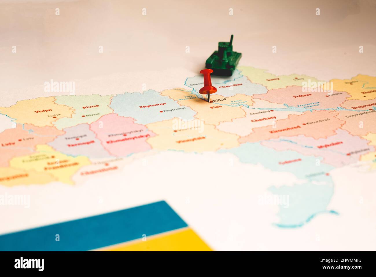 Russian invasion of Ukraine concept of war conflict .tanks on a map of ...