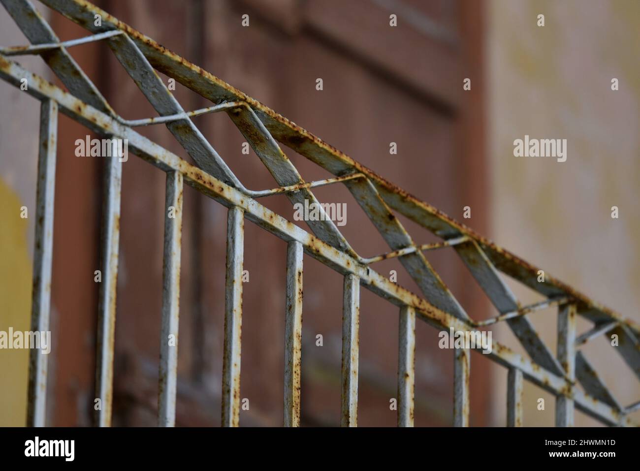 Traditional rural house handcrafted rusty wrought iron balcony railing ...