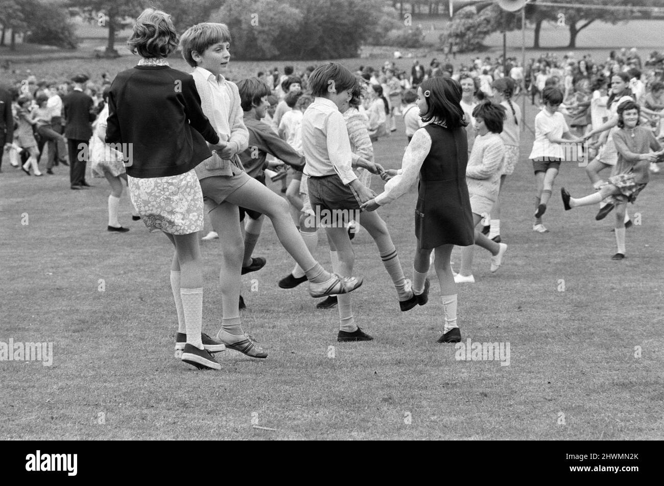 Children country dancing in Teesside. 1972 Stock Photo - Alamy