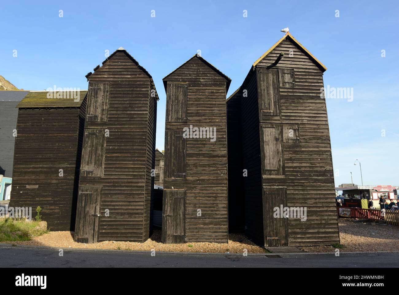 Traditional fishers wooden buildings in Hastings, East Sussex, UK Stock ...