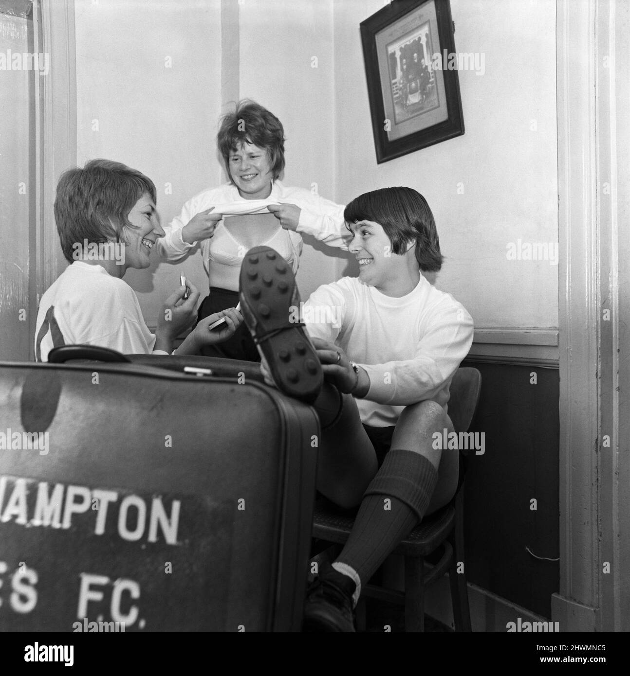 Southampton Ladies Football Club team in the dressing room of the Civil ...