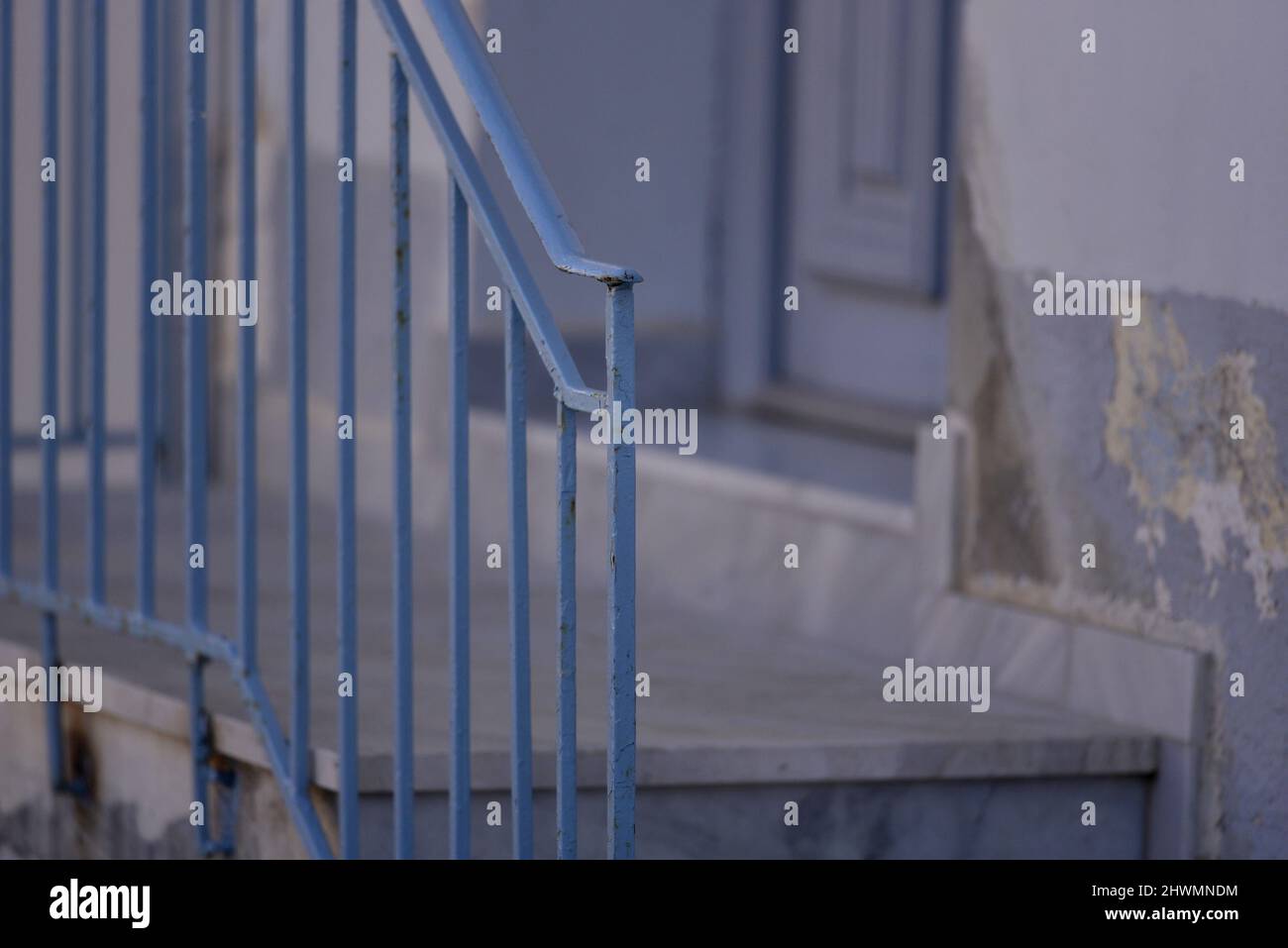 Traditional rural house handcrafted grey wrought iron stairway railing ...