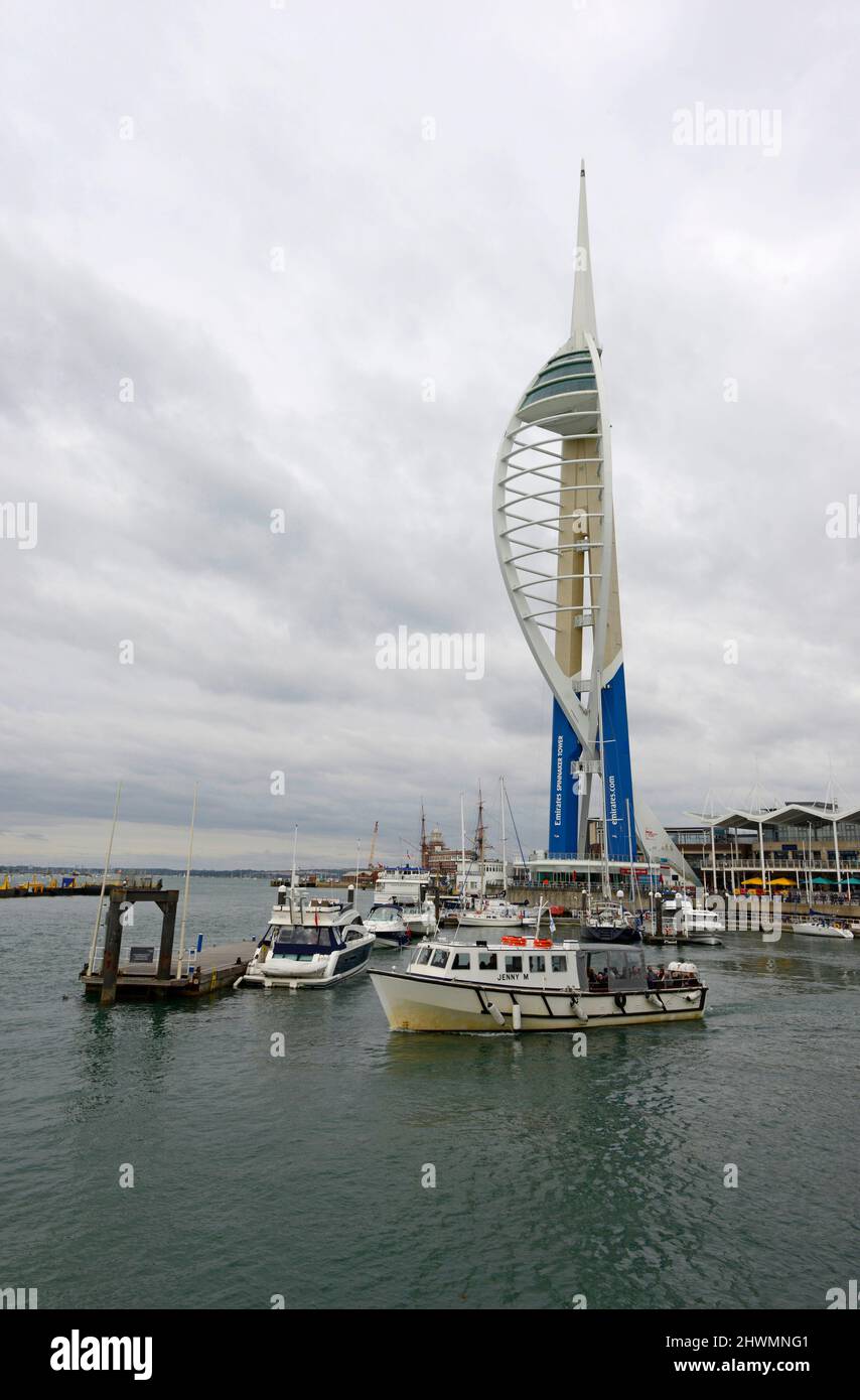 The Spinnaker tower seen from a departing ship, Portsmouth, UK Stock ...