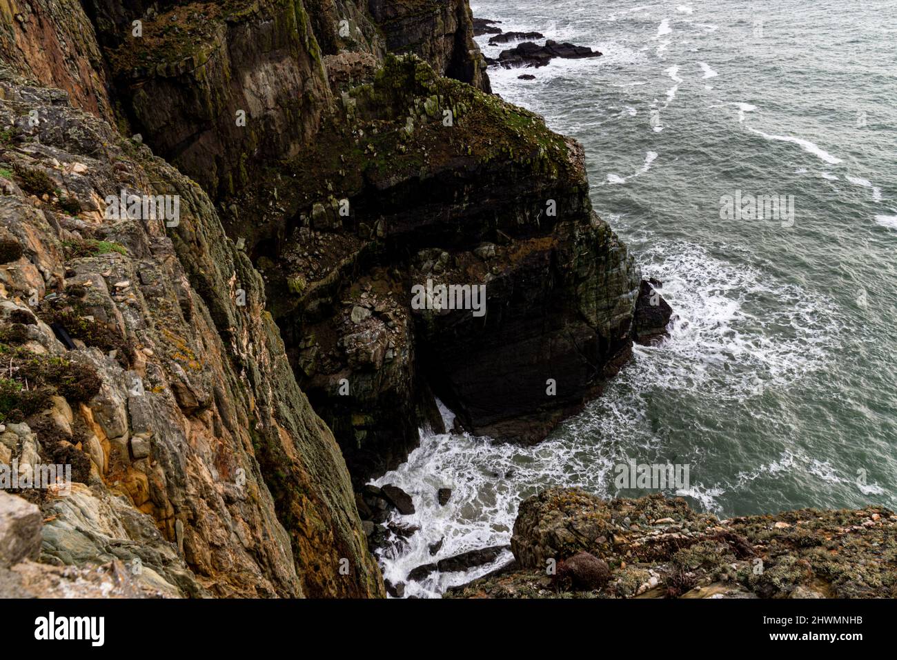 South Stack Lighthouse on a small island off the north-west coast of ...