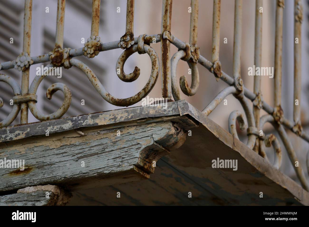 Traditional rural house handcrafted rusty wrought iron balcony railing ...