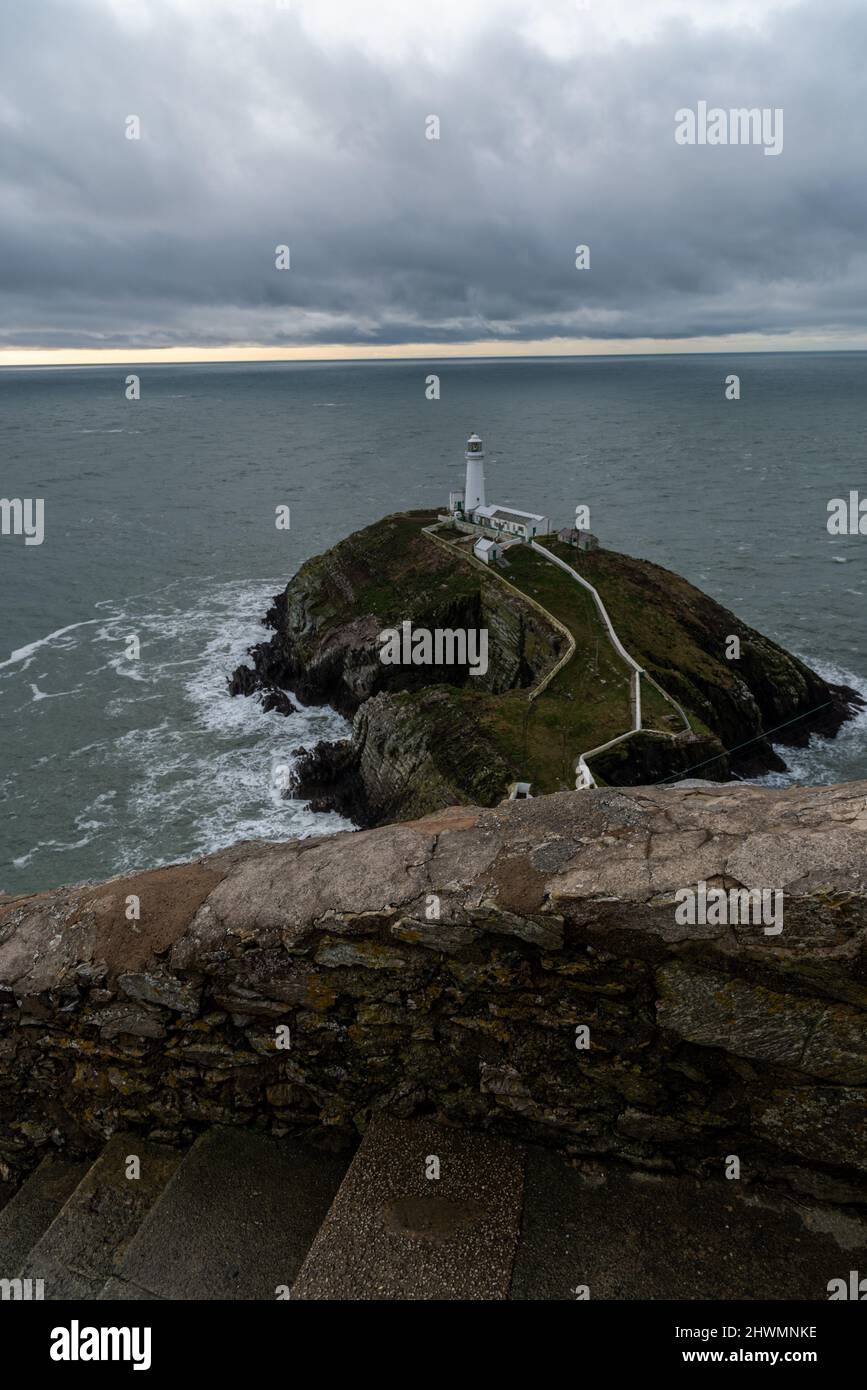 South Stack Lighthouse on a small island off the north-west coast of ...