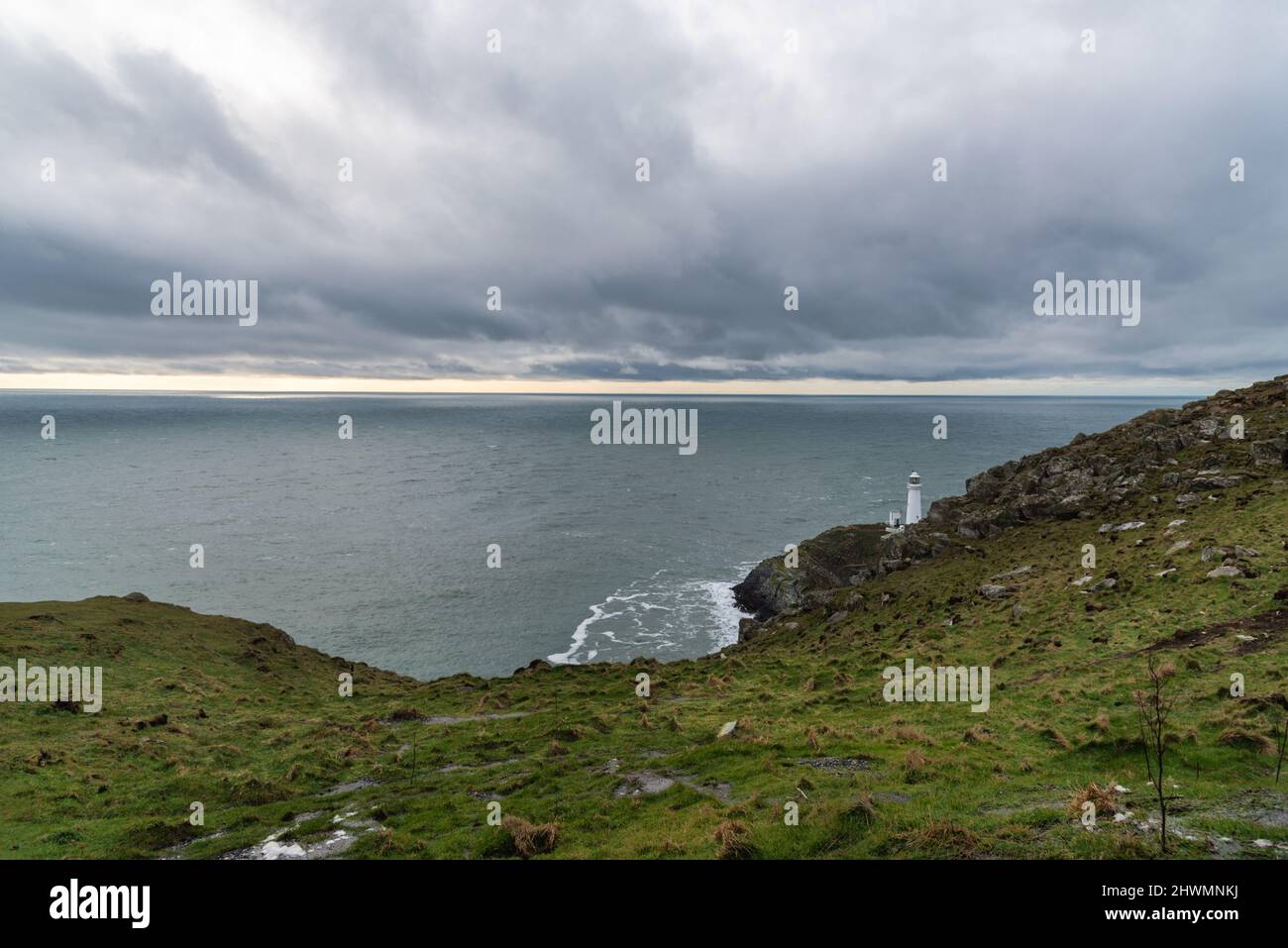 South Stack Lighthouse on a small island off the north-west coast of ...