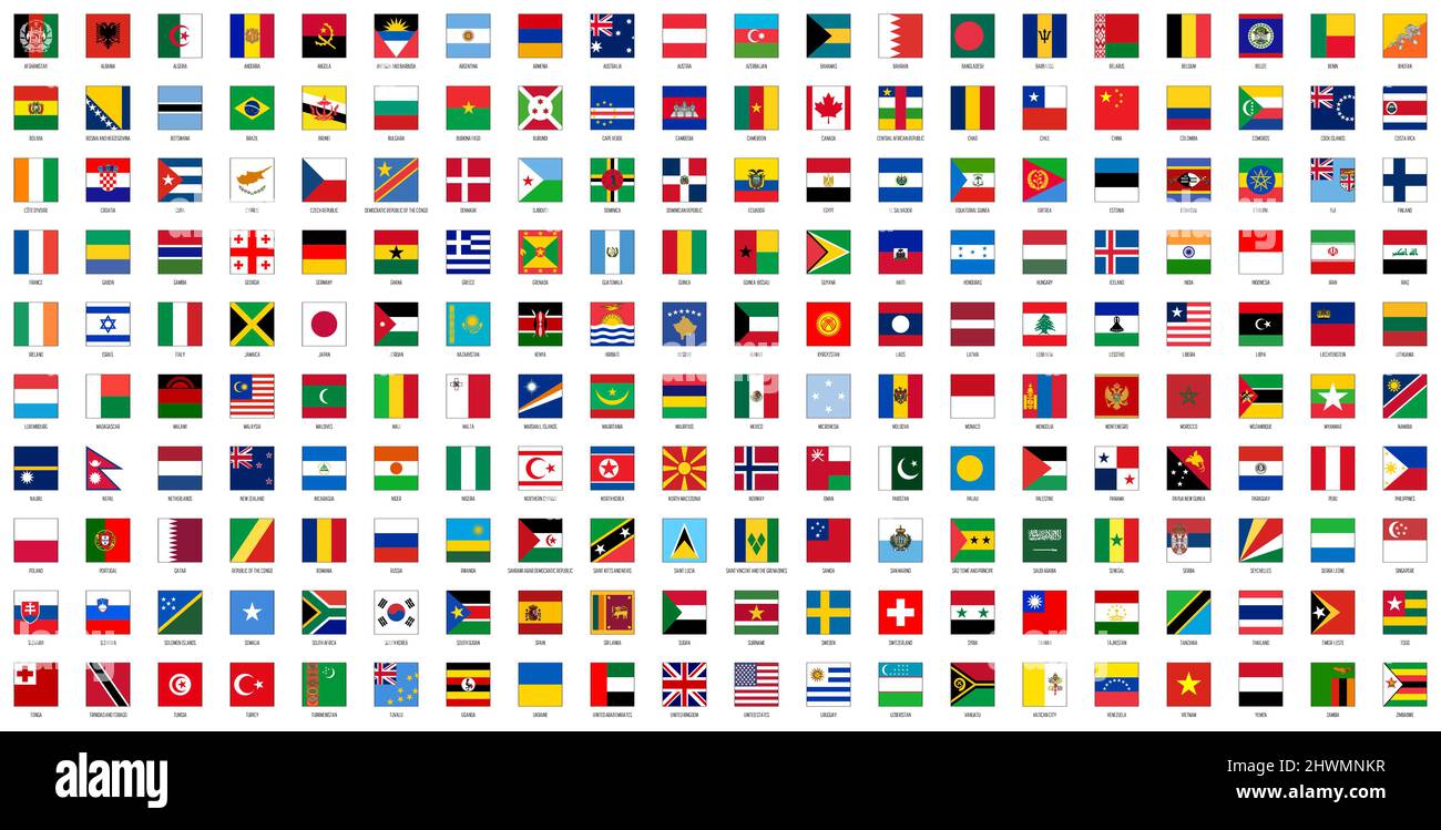 Square flags collection world Stock Vector Images - Alamy