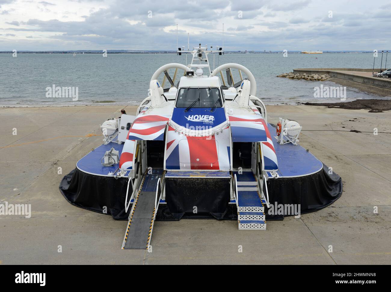 The Ryde to Southsea hovercraft awaits repair at Ryde hoverport on the ...
