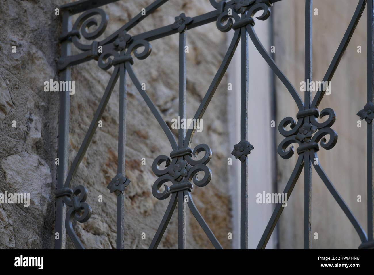 Traditional rural house handcrafted wrought iron balcony railing in ...