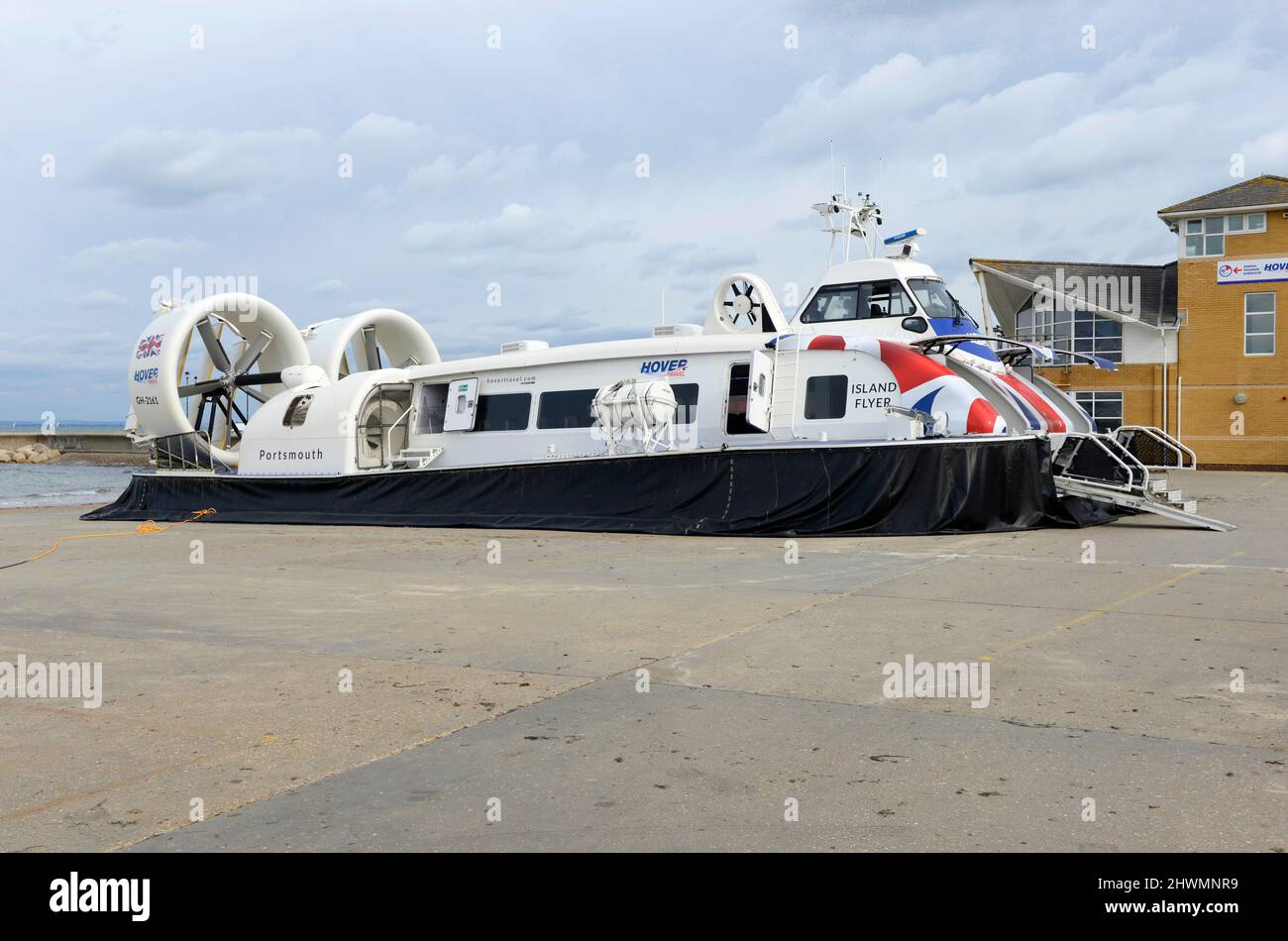 The Ryde to Southsea hovercraft awaits repair at Ryde hoverport on the ...
