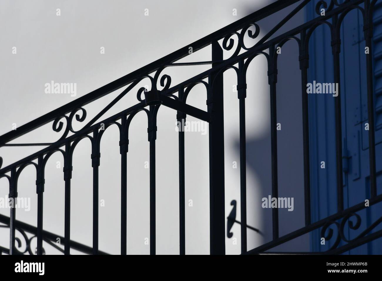 Traditional rural house handcrafted wrought iron balcony railing in ...