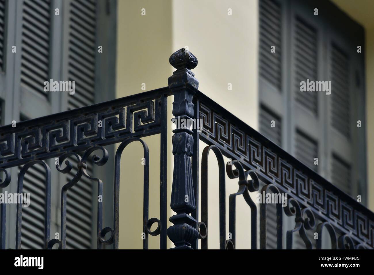 Traditional Neoclassical house handcrafted wrought iron balcony railing ...