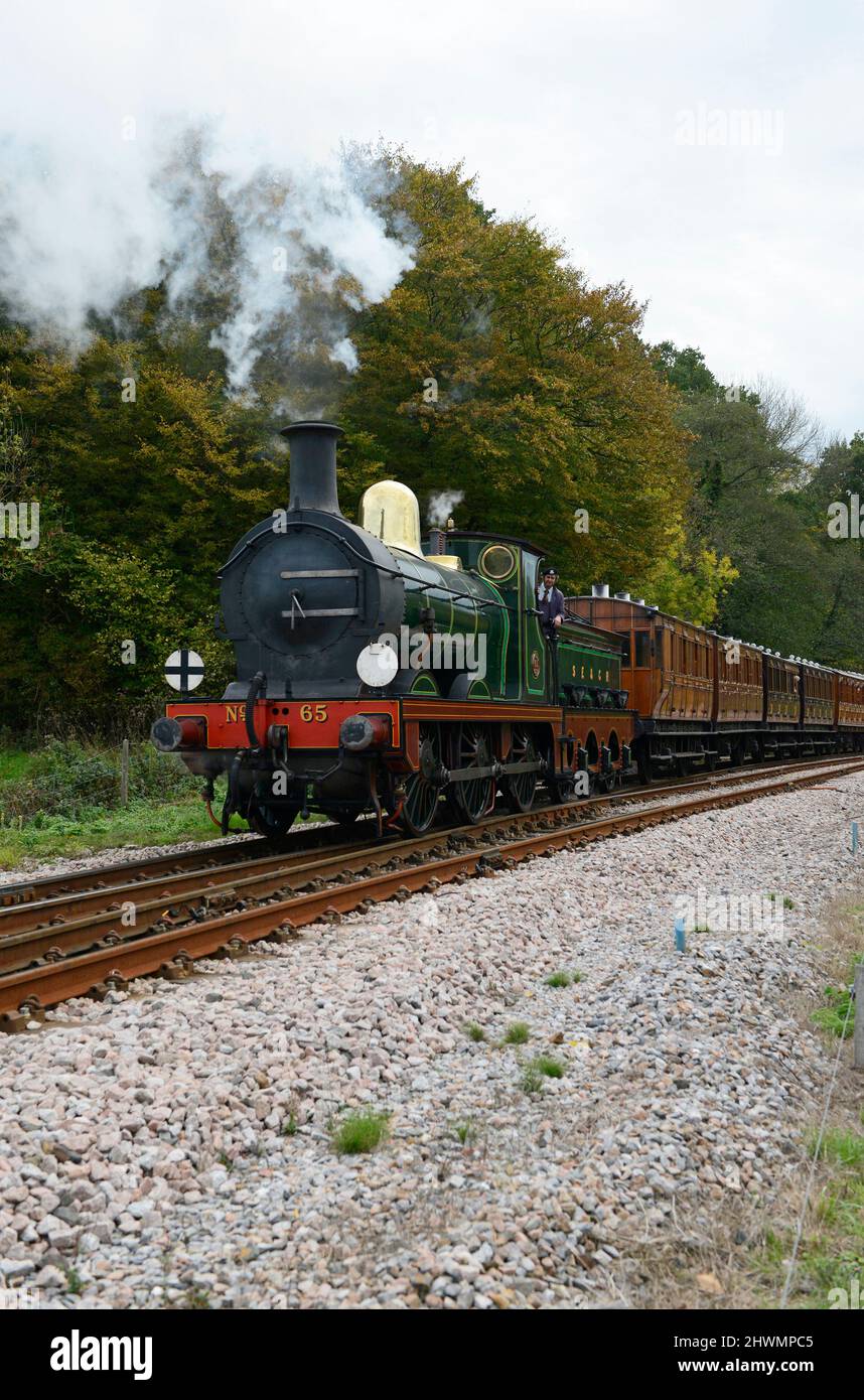 A steam train on the Bluebell preserved heritage railway line in East ...