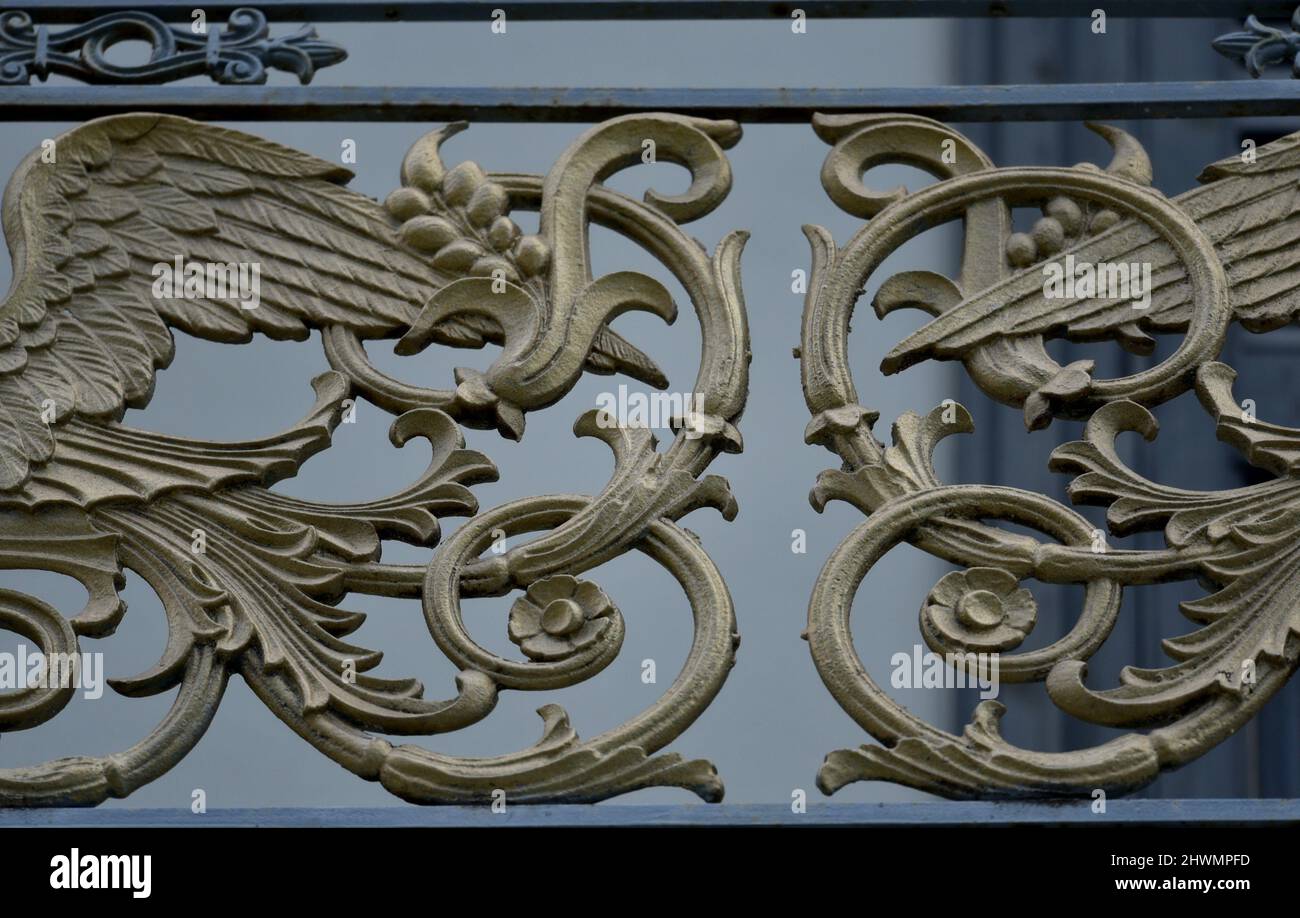 Traditional Neoclassical house handcrafted wrought iron balcony railing ...