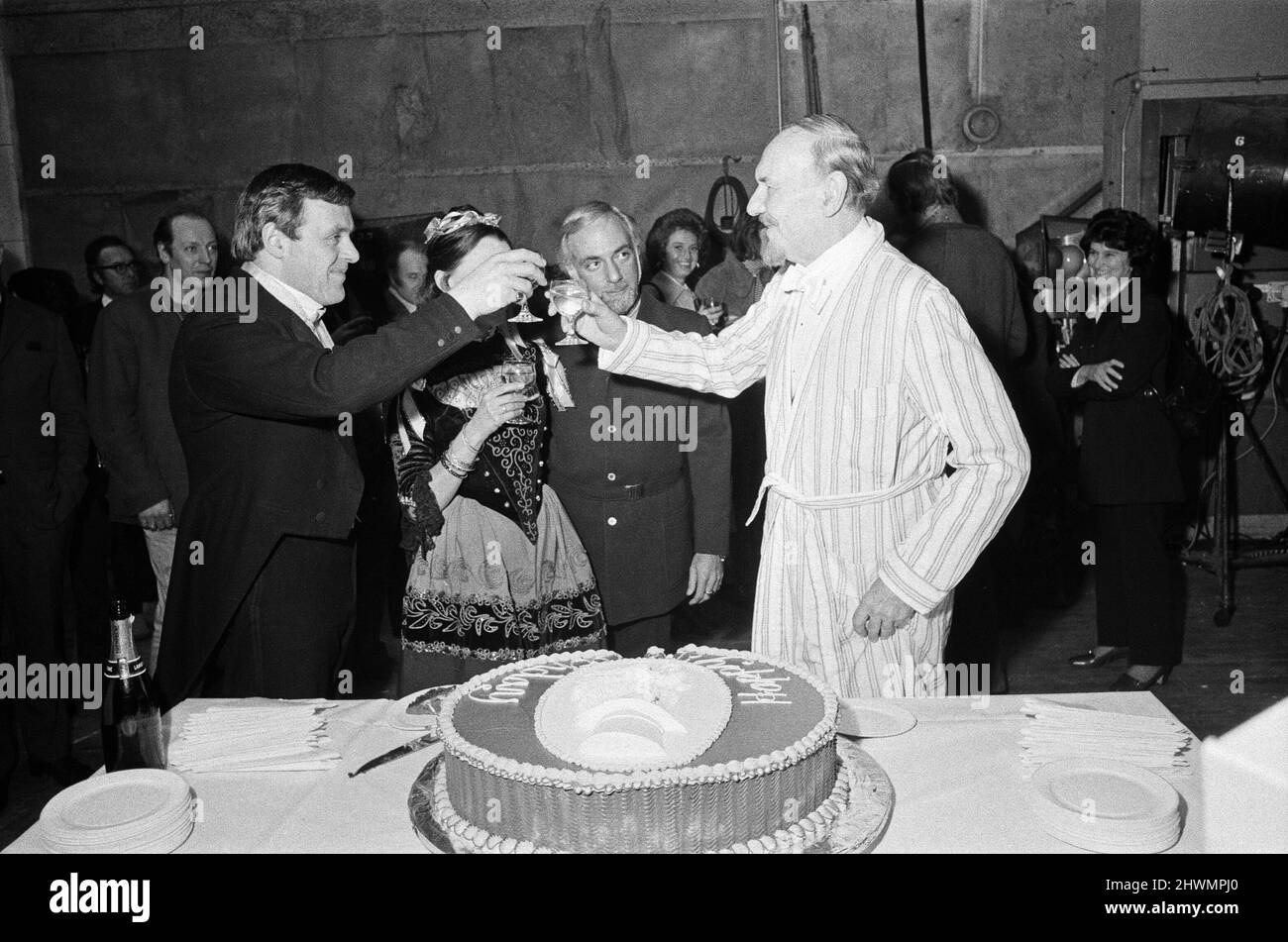 Sir Ralph Richardson celebrates his 70th birthday on the film set of 'A ...