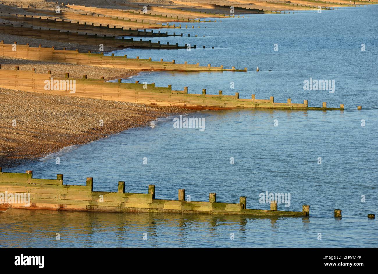 Groynes on the beach at Eastbourne, Sussex, UK Stock Photo - Alamy