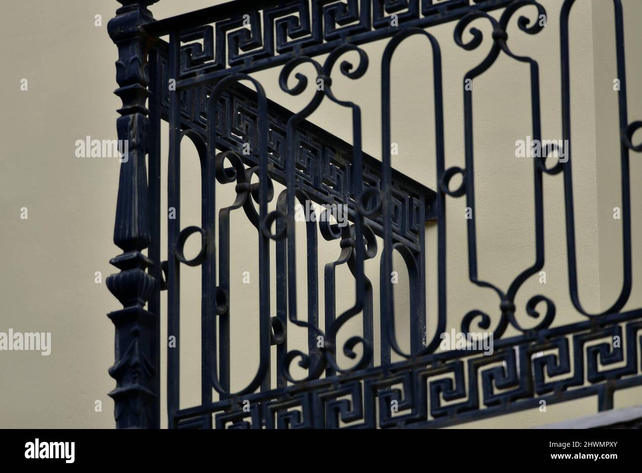 Traditional Neoclassical house handcrafted wrought iron balcony railing ...