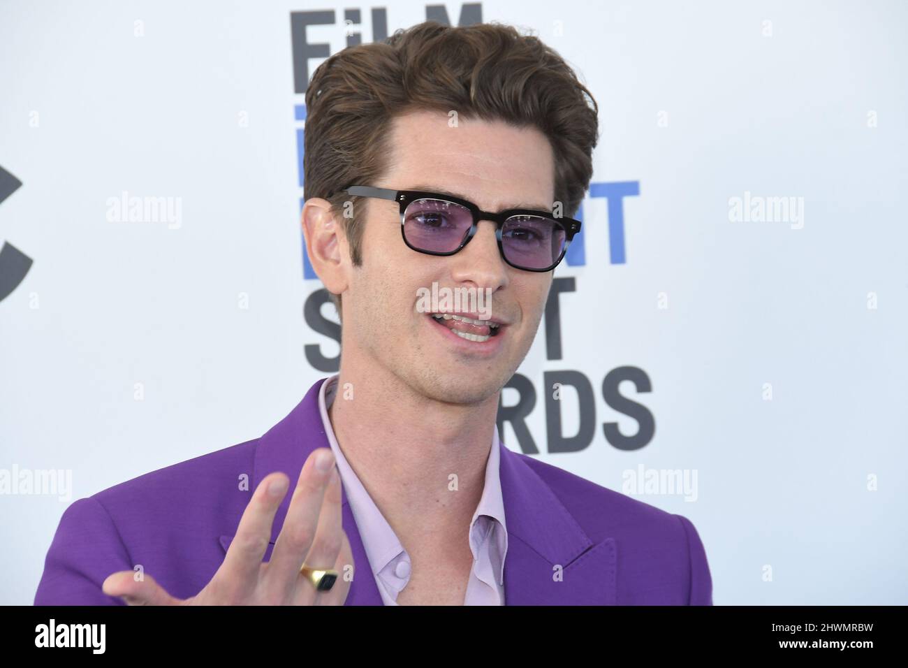Andrew Garfield arrives at the 2022 Film Independent Spirit Awards held ...