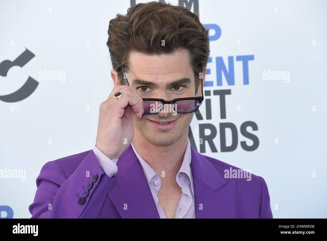 Andrew Garfield arrives at the 2022 Film Independent Spirit Awards held ...